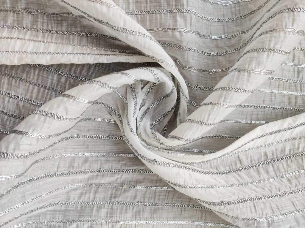 White Silver Dori Tucks Chanderi Silk Fabric – Fabrics & More